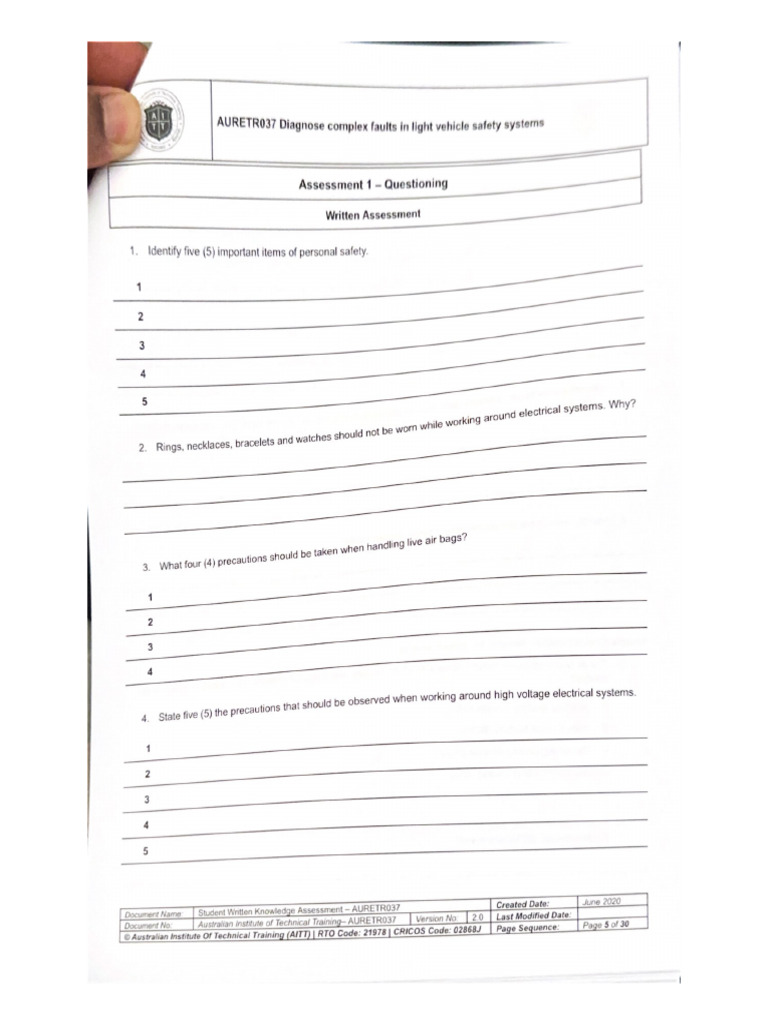 Assessment 1 - Questioning | PDF