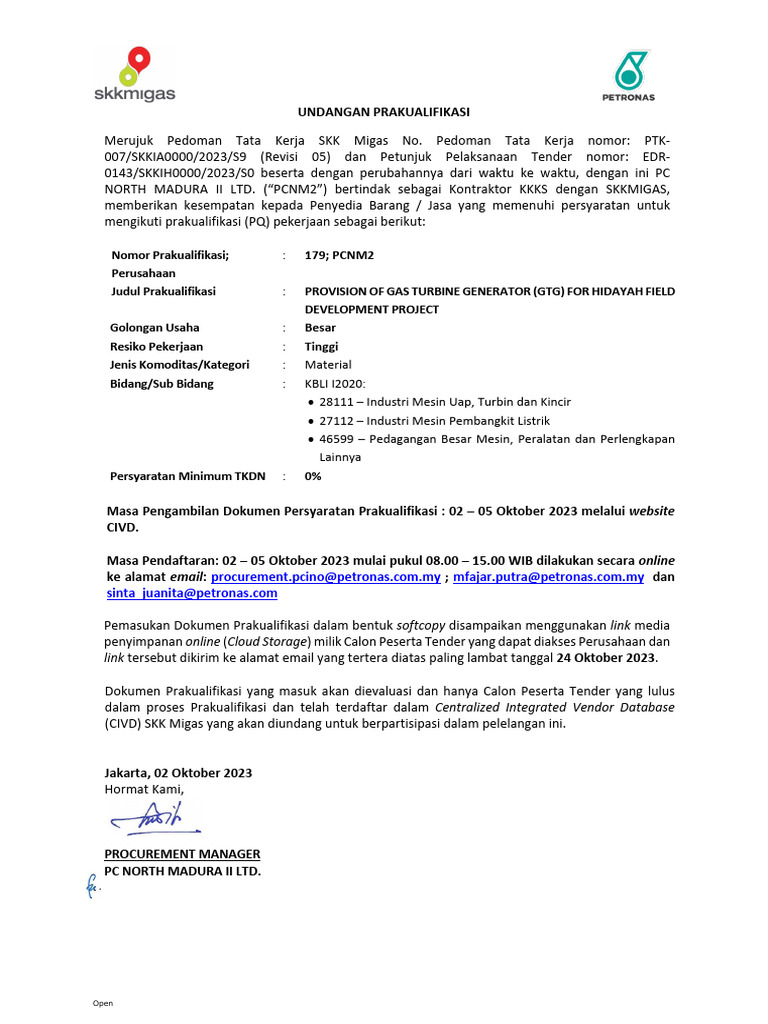 Prakualifikasi GTG Proyek Hidayah | PDF