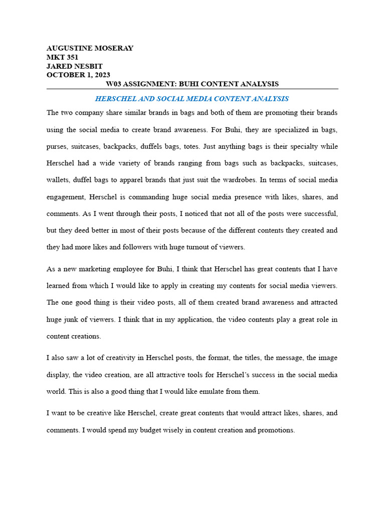 AUGUSTINE MOSERAY W03 ASSIGNMENT_BUHI CONTENT ANALYSIS | PDF