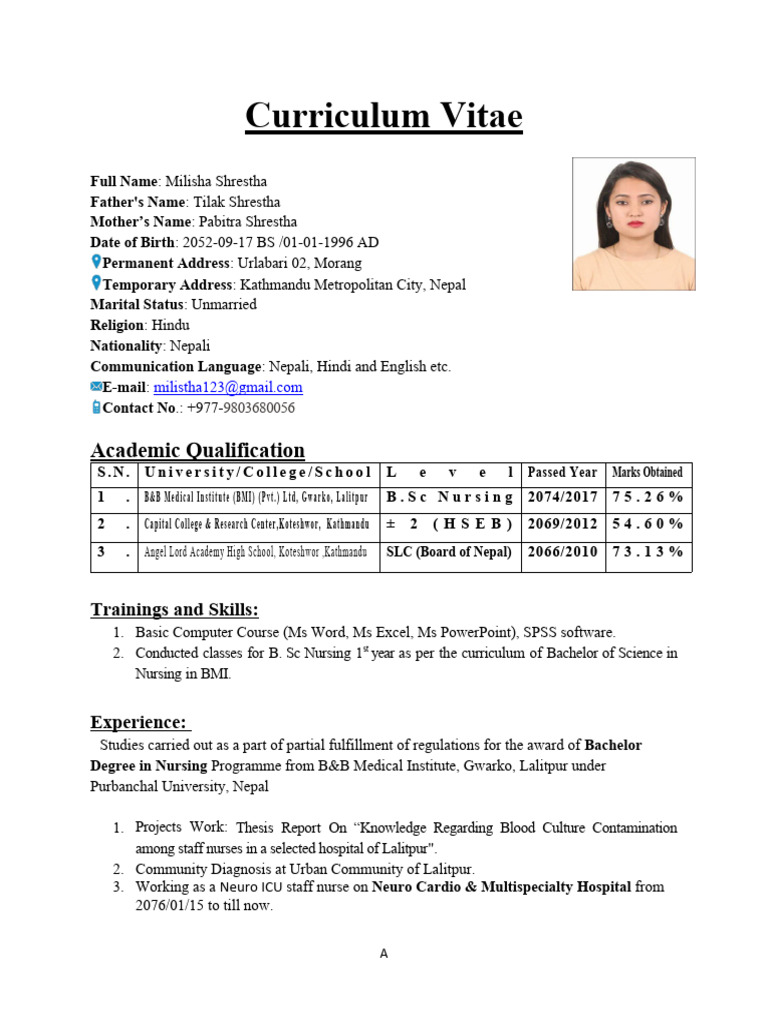 Curriculum Vitae: Academic Qualification | PDF