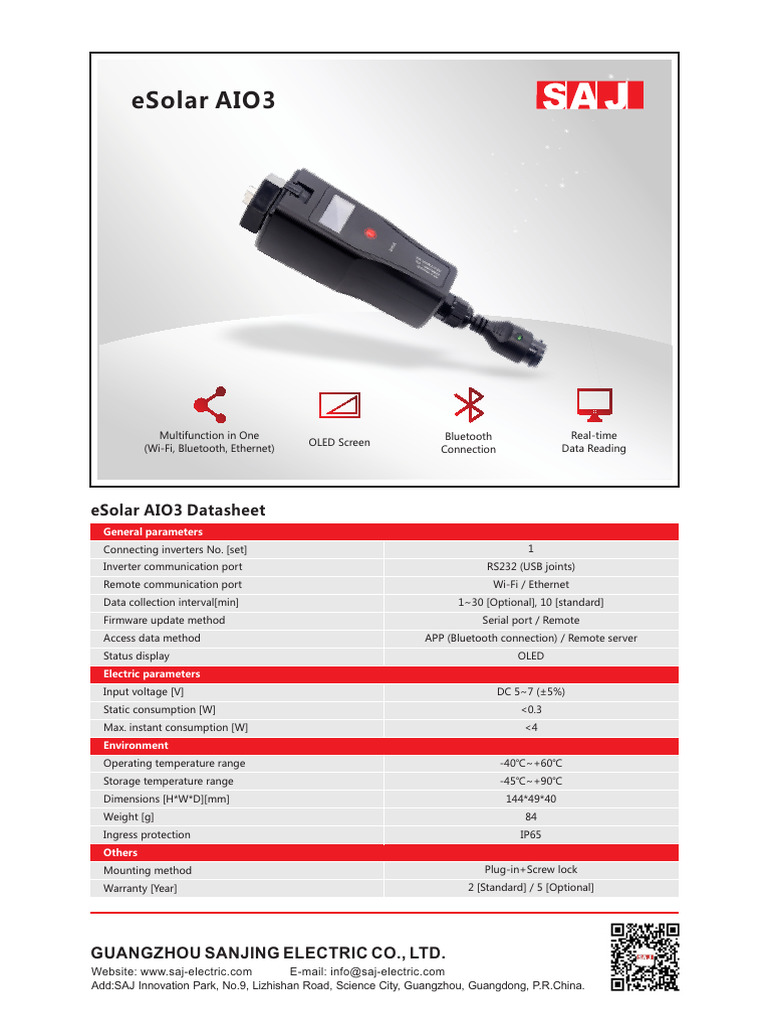 Adaptador SAJ Esolar AIO3 | PDF