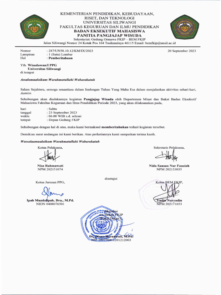 Pemberitahuan Pangjajap Wisuda | PDF