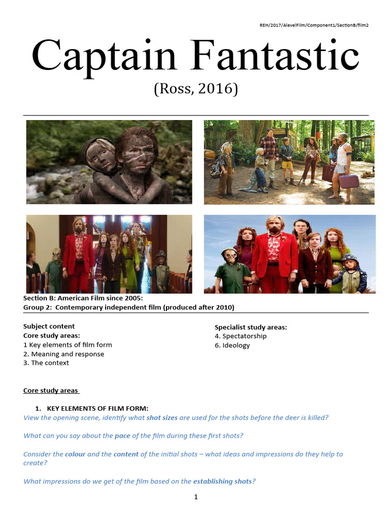 Captain Fantastic: Film Analysis Guide | PDF