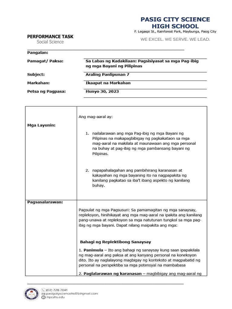 4th Quarter SOLO Performance Task AP7 2023 3 | PDF
