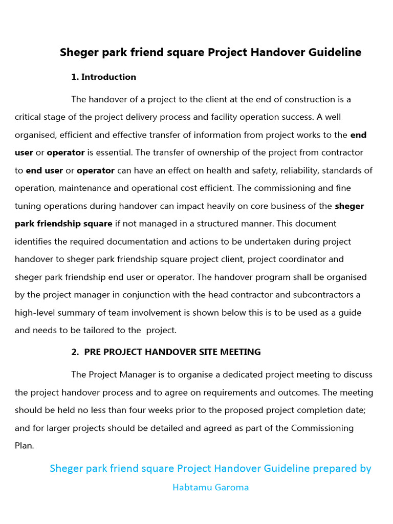 Handover Guideline | PDF