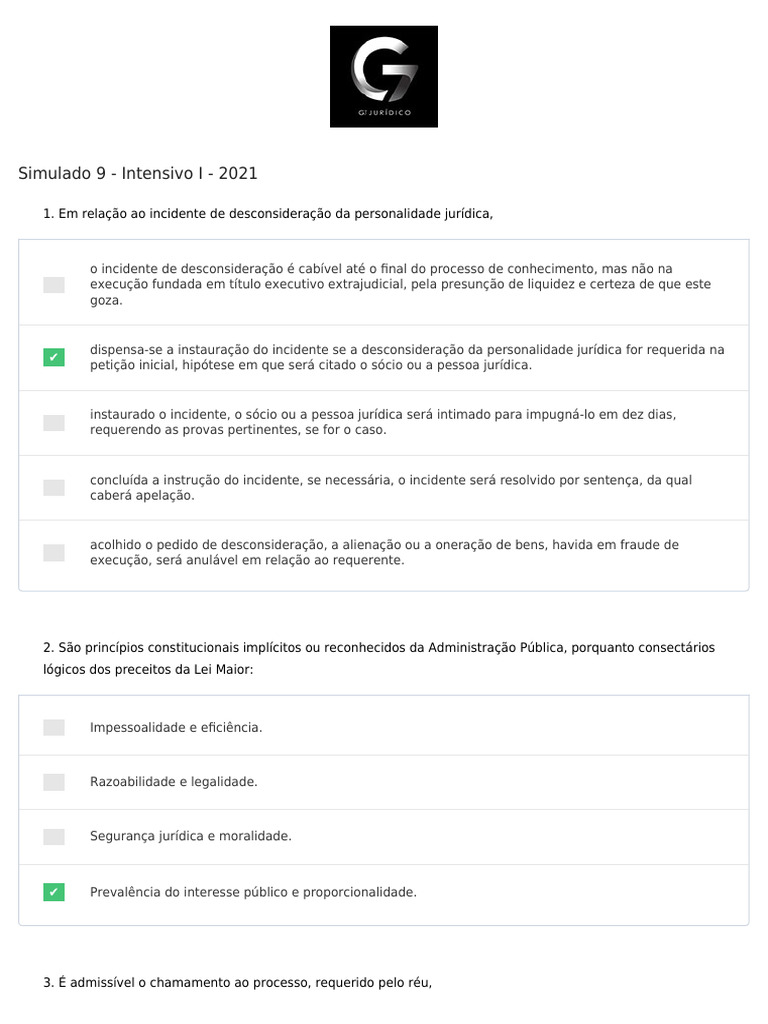 Simulado 09 - Intensivo I - 2021 - 27032021-resposta | PDF