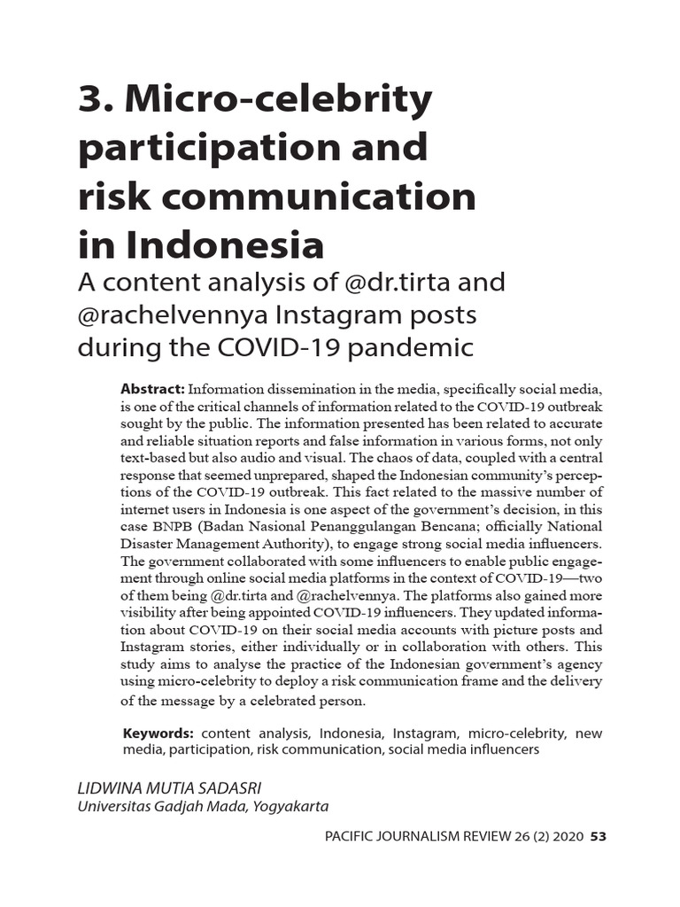 Micro-Celebrity Participation and Rish Communication in Indonesia | PDF