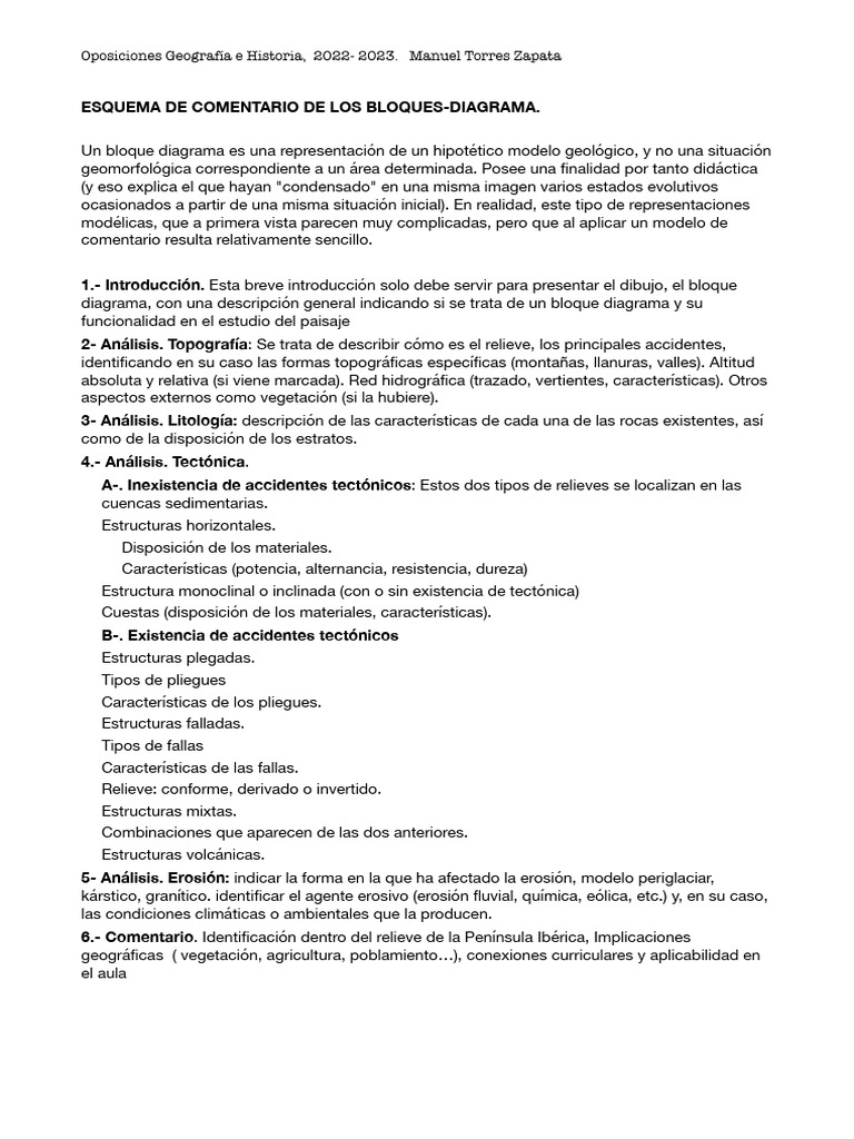 Esquema Comentario Bloque Diagrama | Descargar gratis PDF | Terreno | Erosión