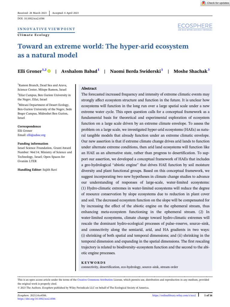 Hyper-Arid Ecosystems as Climate Models | PDF | Ecosystem | Ecology