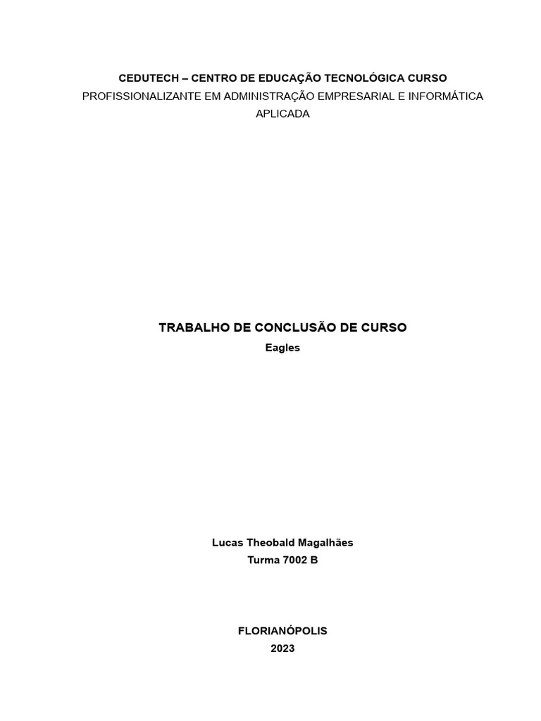 TCC - ADM e Informatica Eagles Informática (1) - 1 | PDF