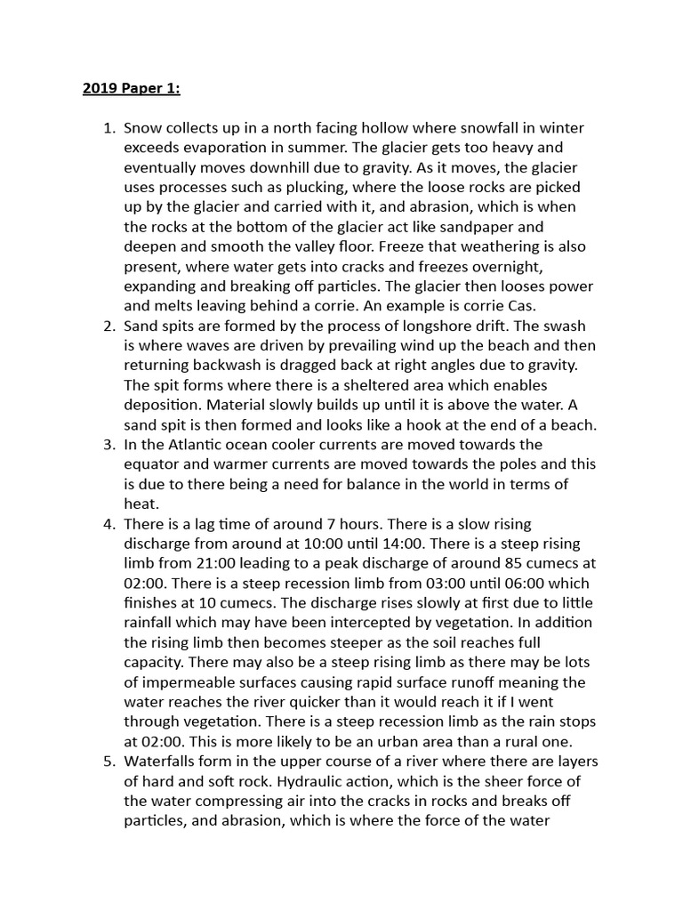 Geography 2019 Past Paper | PDF | Glacier | Soil