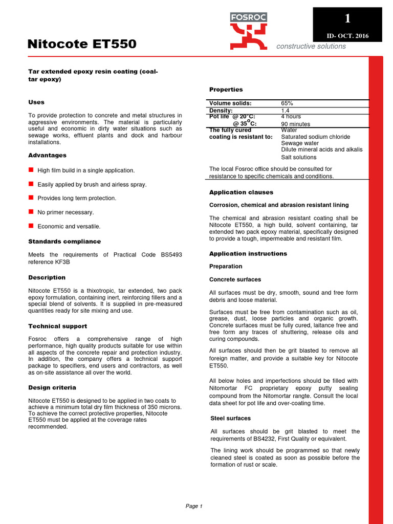 TDS Nitocote ET550 ID for Terstel | PDF