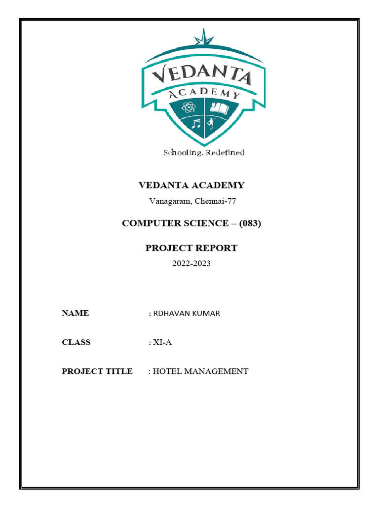 Hotel Management Project in Python | PDF