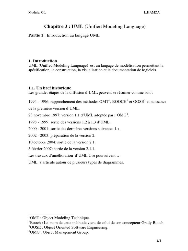 Chapitre 3 UML Partie 1 Et 2 - Introduction Au Langage UML + Diagramme de Classes | PDF ...