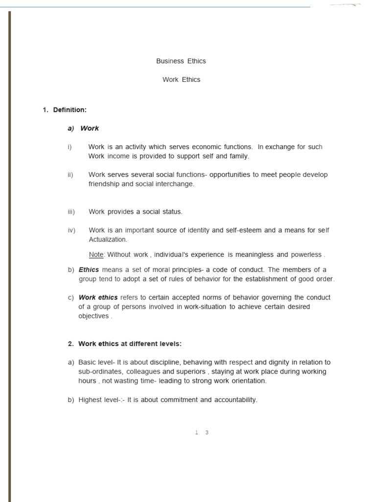 BE 4 ( Work Ethics ) | PDF