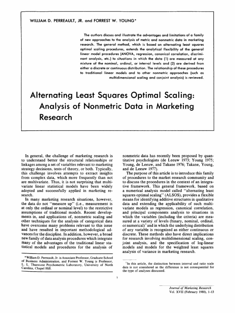 Perreault 1980. Alternating Least Squares Optimal Scaling | PDF Perreault 1980. Alternating Least Squares Optimal Scaling | PDF