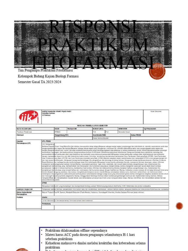 Responsi Praktikum Fitofarmasi 2324 | PDF