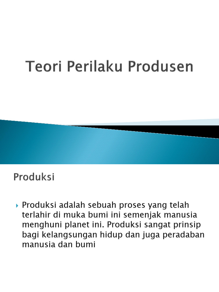 Teori Perilaku Produsen | PDF