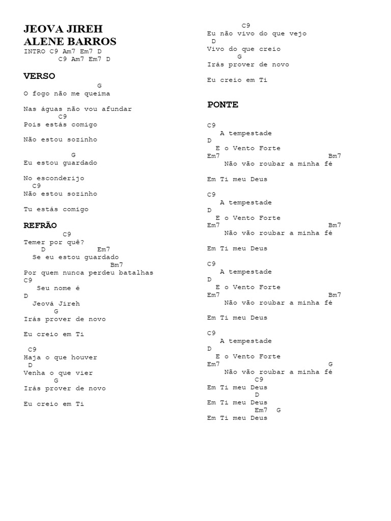 JEOVA JIREH - CIFRA | PDF