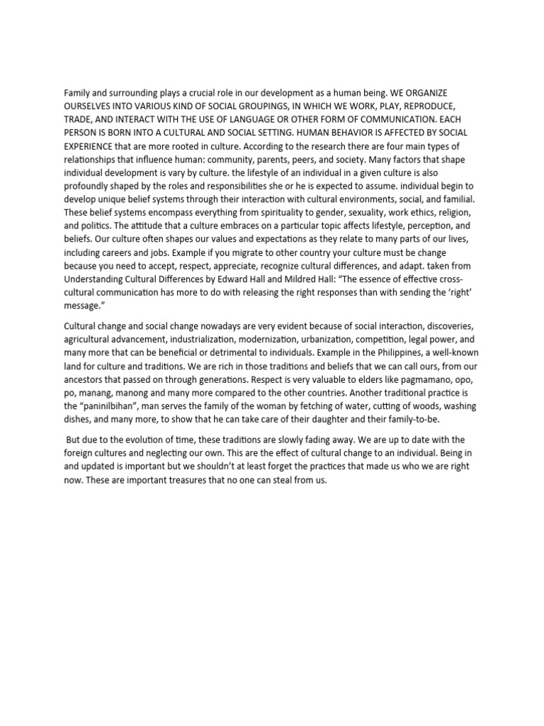 Family and Surrounding Plays A Crucial Role in Our Development As A ...