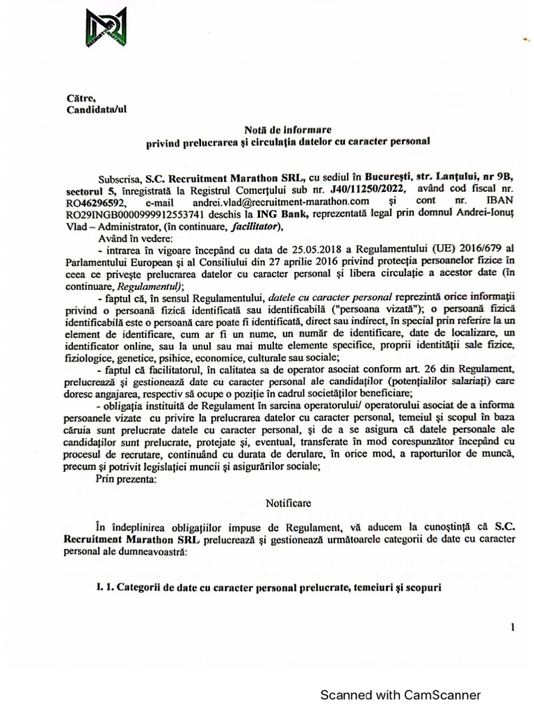 Nota Informare Semnata | PDF