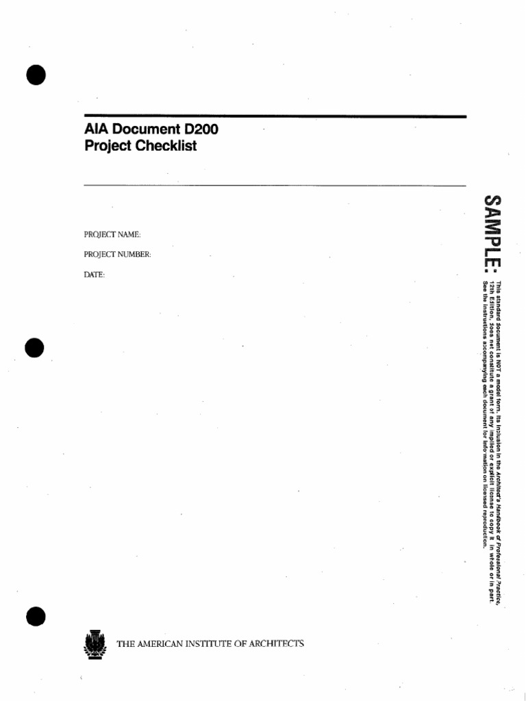 AIA Document D200 Project Checklist | PDF
