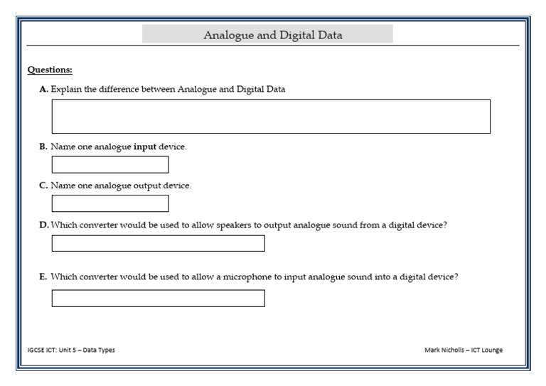 Task-Analogue and Digital Data | PDF