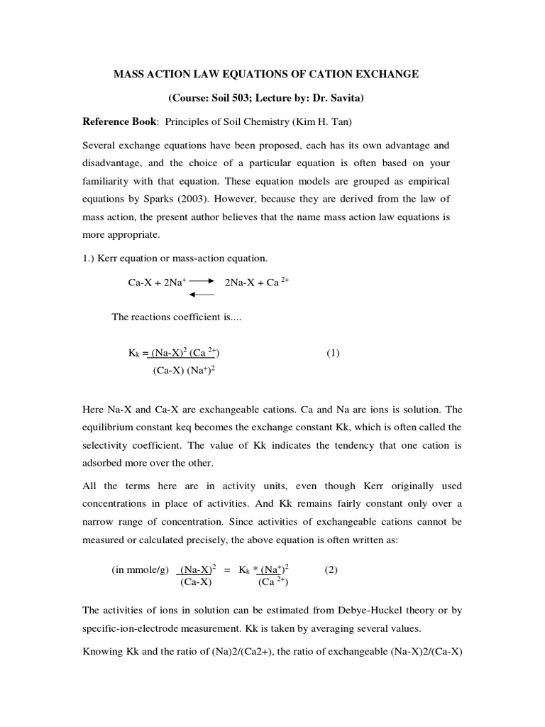 Mass Equations | PDF | Analytical Chemistry | Applied And ...