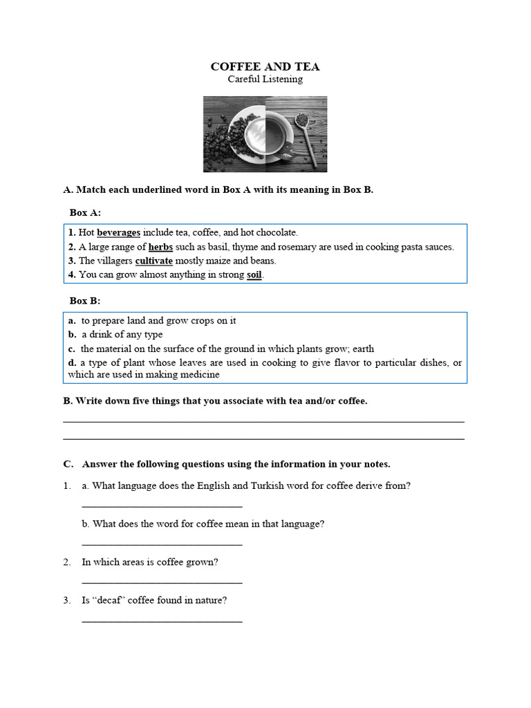 COFFEE AND TEA (SL) | PDF