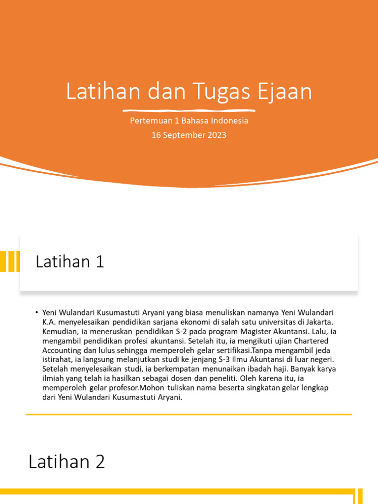 Latihan Dan Tugas P1 Ejaan | PDF