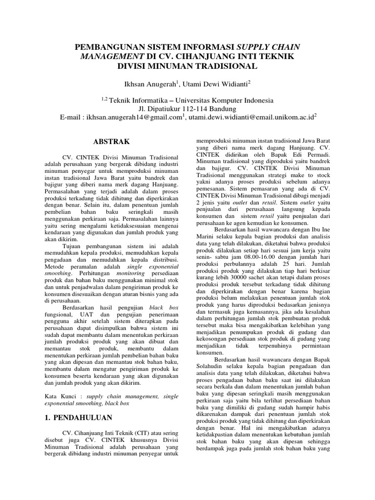Sistem Informasi SCM di CV Cihanjuang | PDF