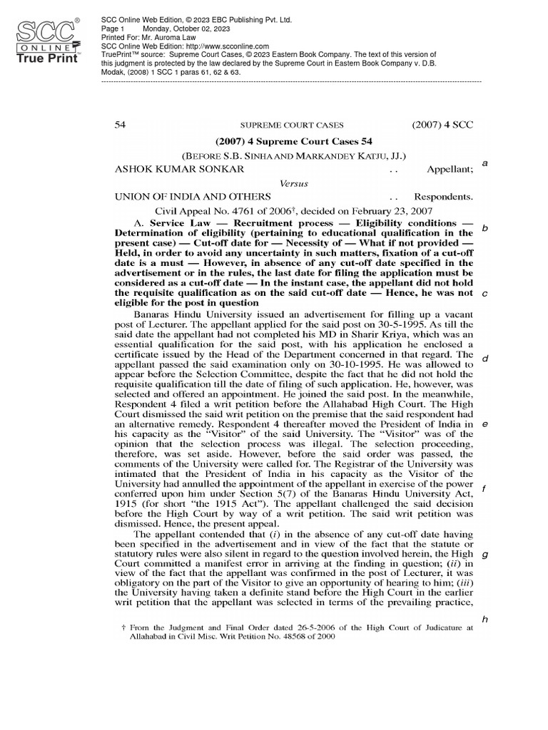 Ashok Kumar Sonkar vs. UOI | PDF Ashok Kumar Sonkar vs. UOI | PDF