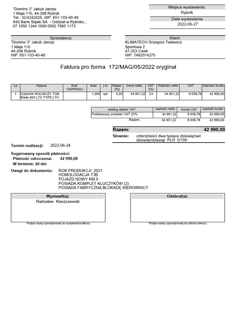 Pro Forma Klimatech | PDF
