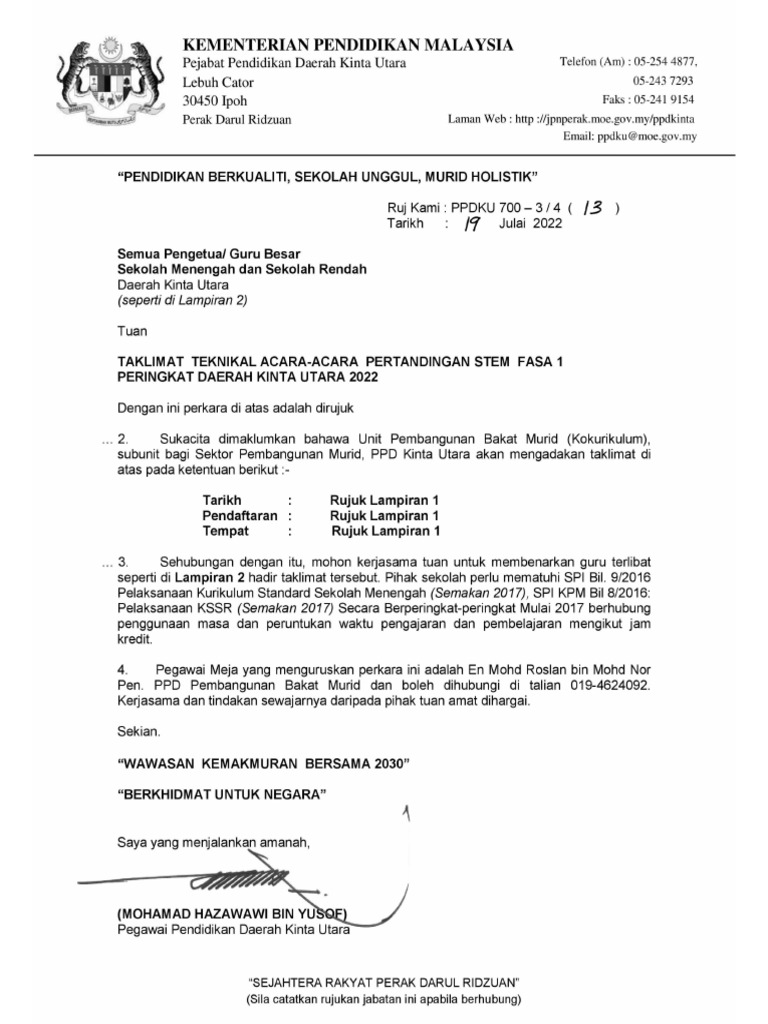 Surat Taklimat Stem Fasa 1 | PDF
