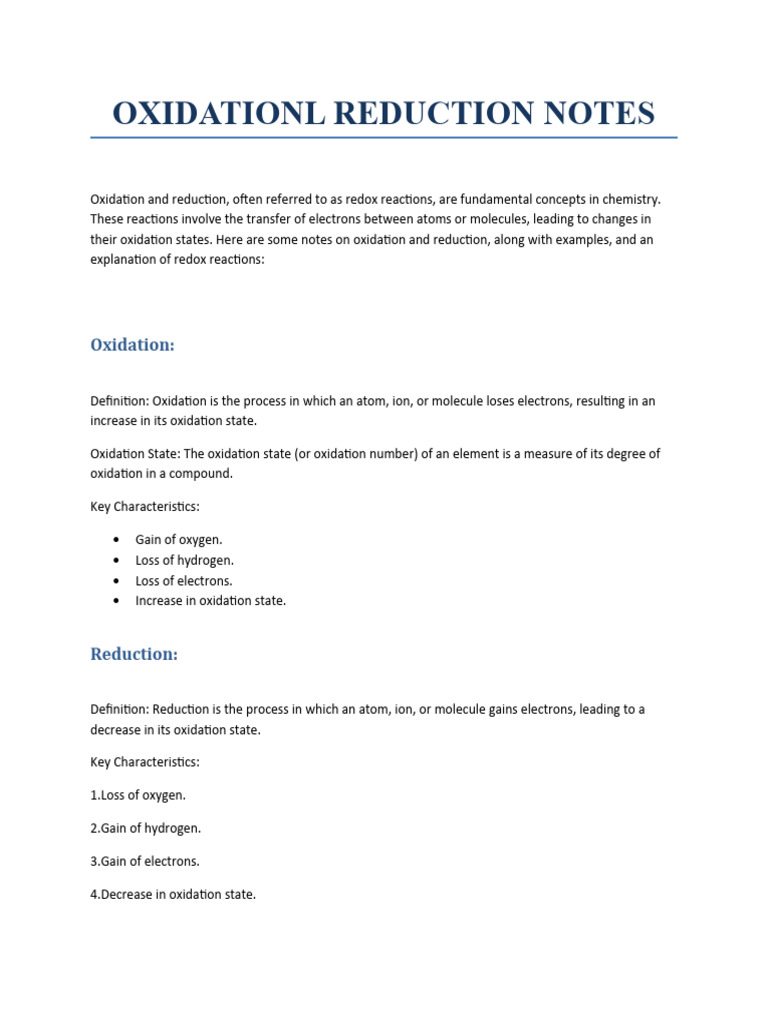 OXIDATION | PDF | Redox | Chemical Reactions