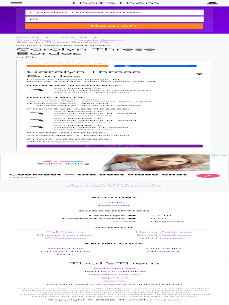 Carolyn Threse Bordes, FL ThatsThem | PDF | Information Science | World Wide Web