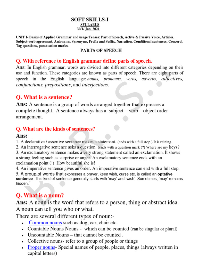 Soft Skills: English Grammar Basics | PDF