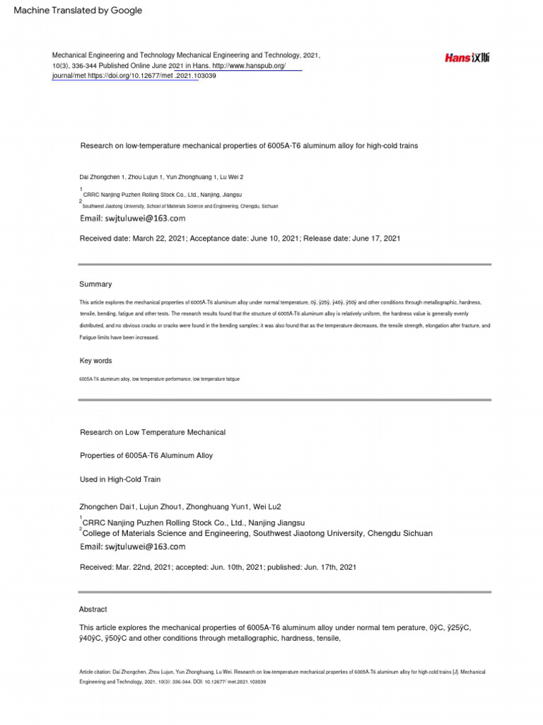 Research On Low Temperature Mechanical Properties | PDF