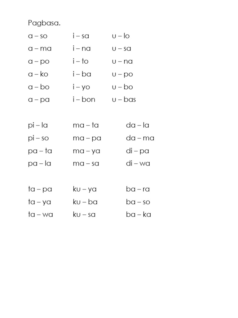 Pagbasa Filipino 1 1 | PDF