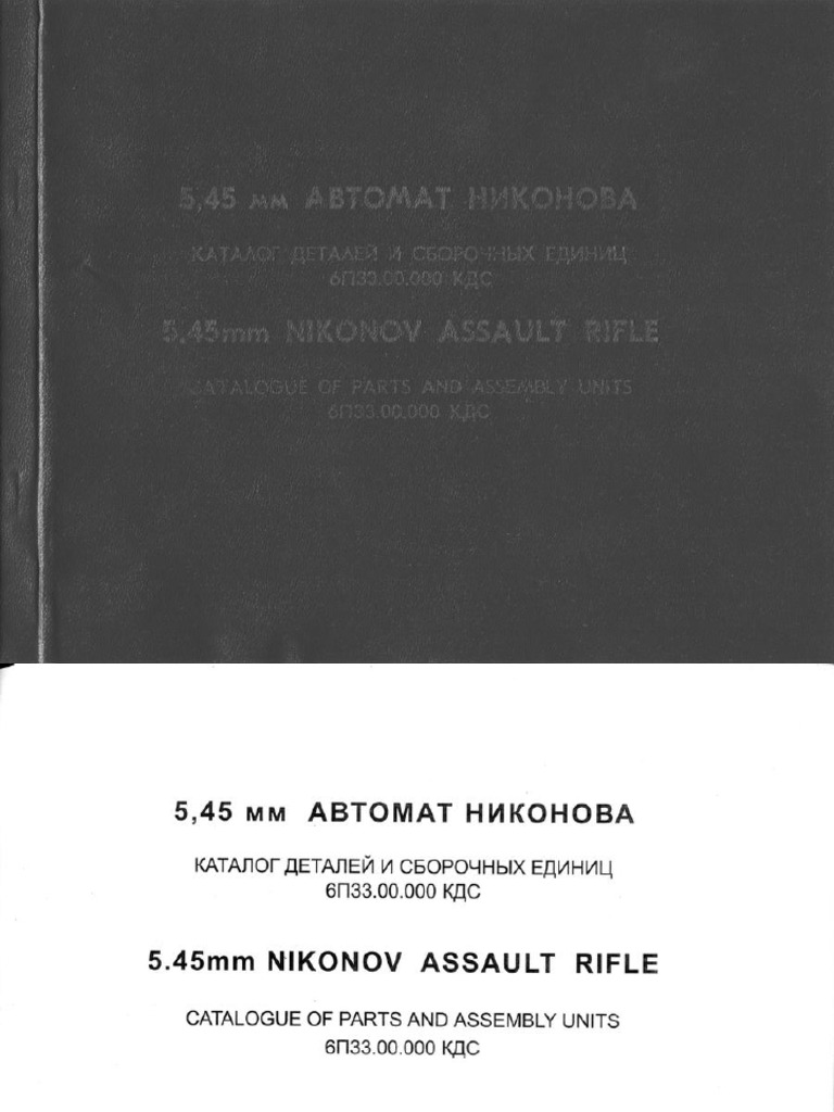 5,45 MM Assault Rifle Nikonov An 94 Catalog of Part and Assault Units PDF Free | PDF