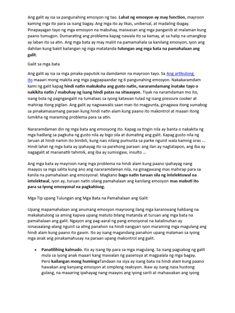 Ang Galit Ay Isa Sa Pangunahing Emosyon NG Tao | PDF
