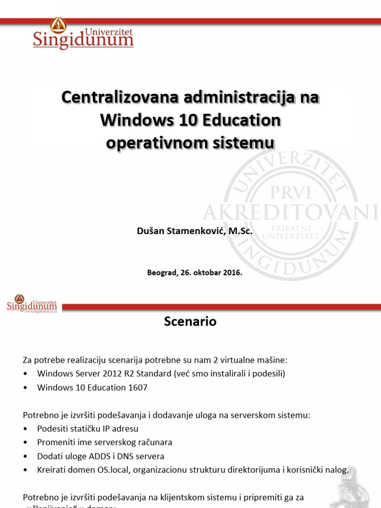 06 Microsoft Windows 10 - Proces instalacije i pristupanje domenu | PDF