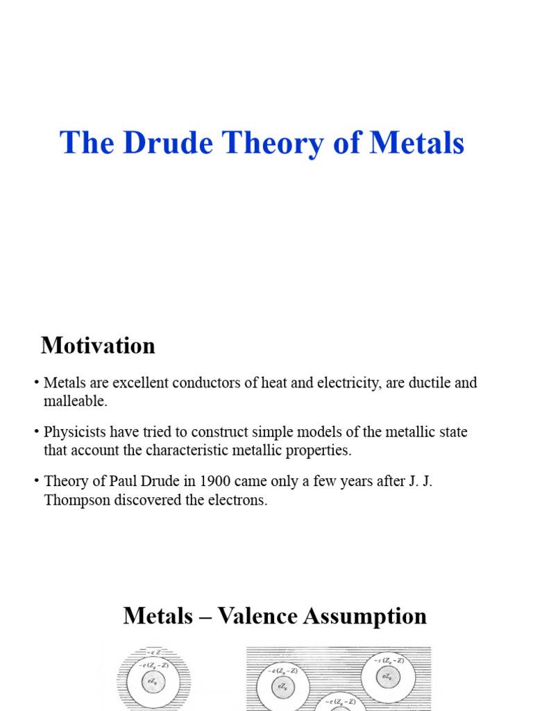 Drude Theory of Electrical Conductivity | PDF | Electron | Condensed ...