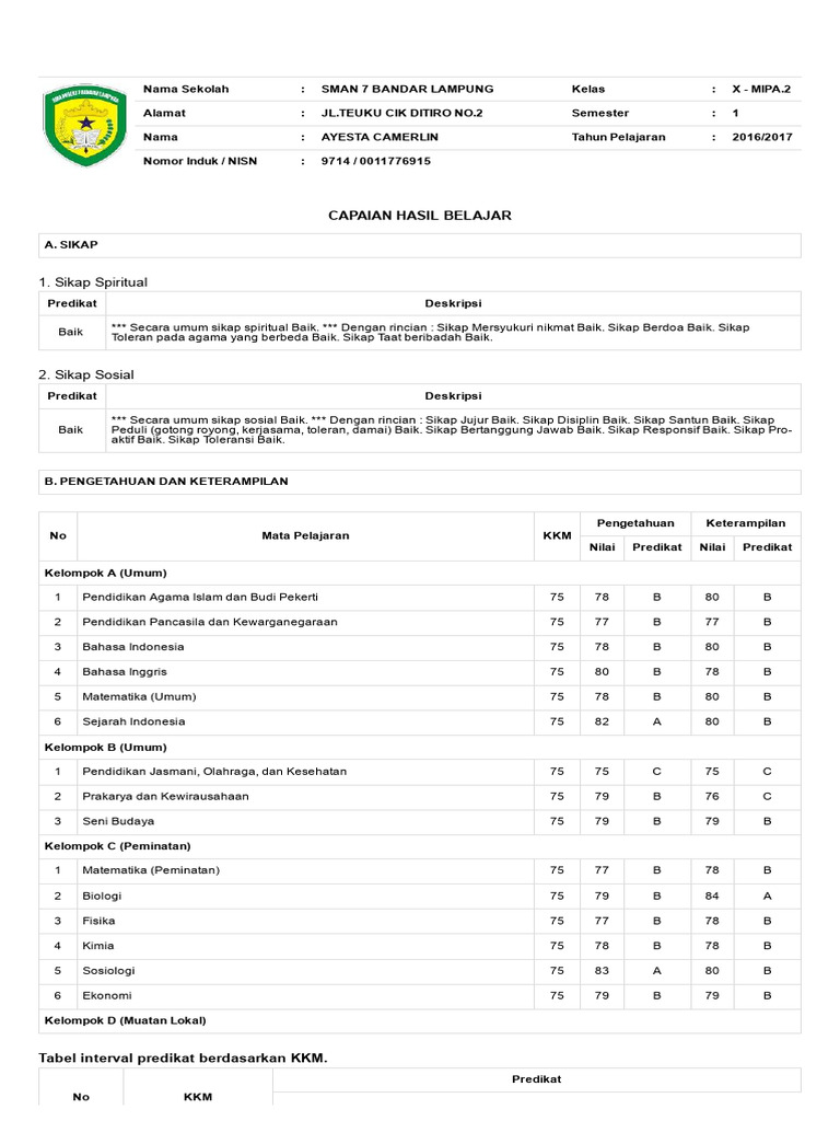 Capaian Hasil Belajar | PDF