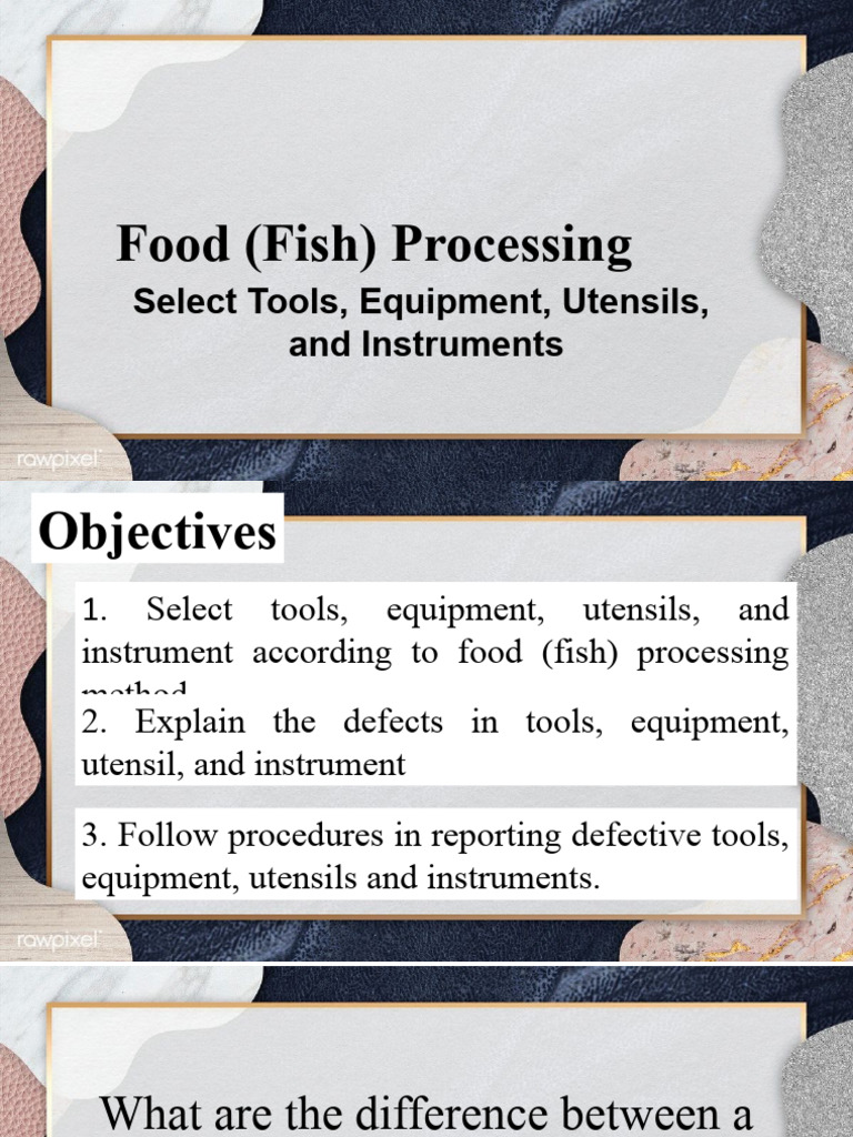 Tools and Equipment in Fish Processing | PDF