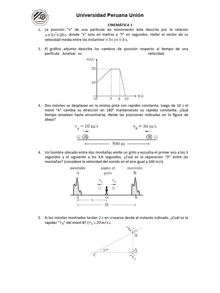 Cinemática 1 Problemas | PDF