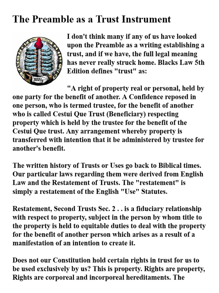 2 The Preamble As A Trust Instrument | PDF