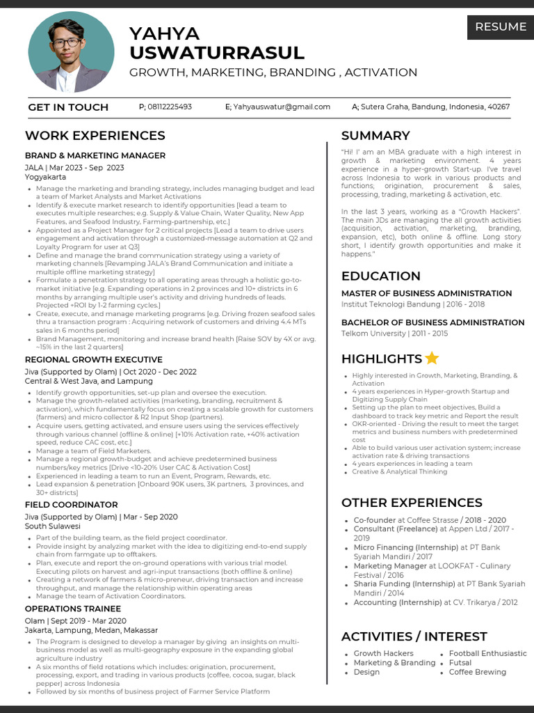 CV Yahya Uswaturrasul | PDF