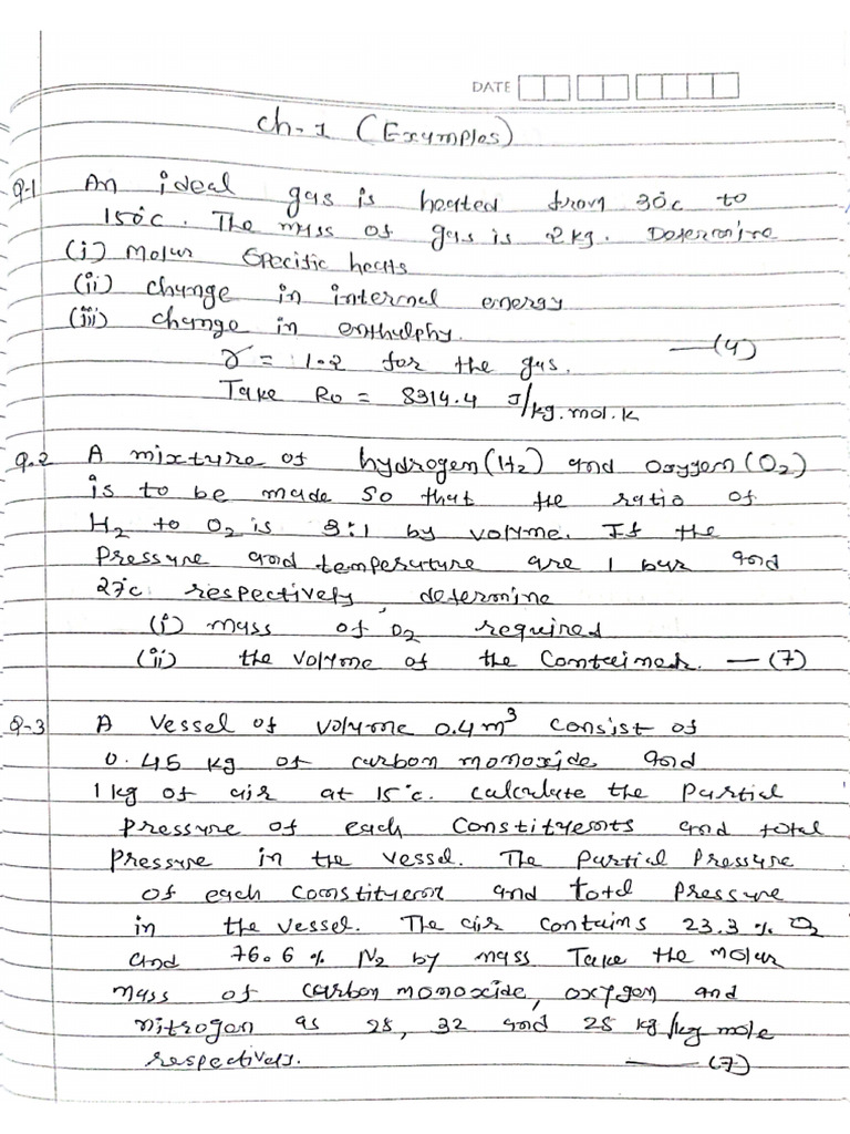 Applied Thermodynamics GTU Imp Examples CH 1 | PDF