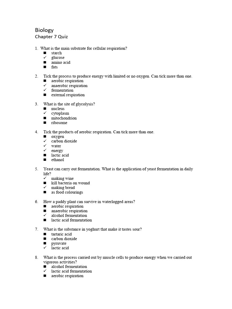 KSSM Biology Chapter 7 QUIZ | PDF